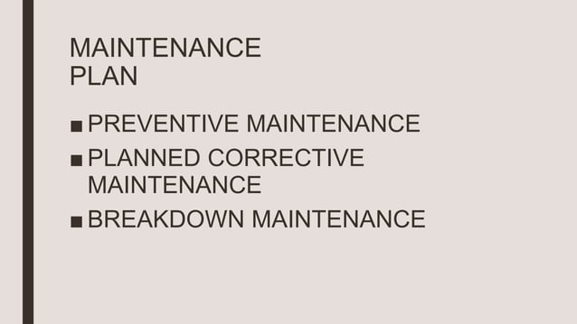 Maintenance plan | PPT