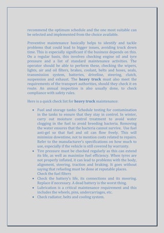 Maintenance procedures-for-heavy-trucks | PDF