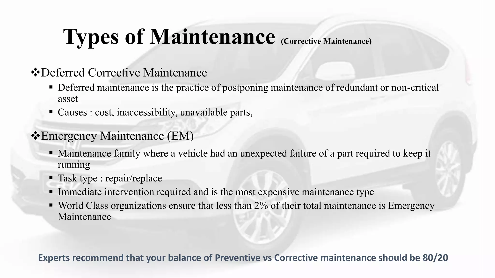 MAINTENANCE-TYPES-PLANS-AND-SCHEDULES-ON-4-WHEELED-CAR-1.pptx | Motor Insurance | Insurance