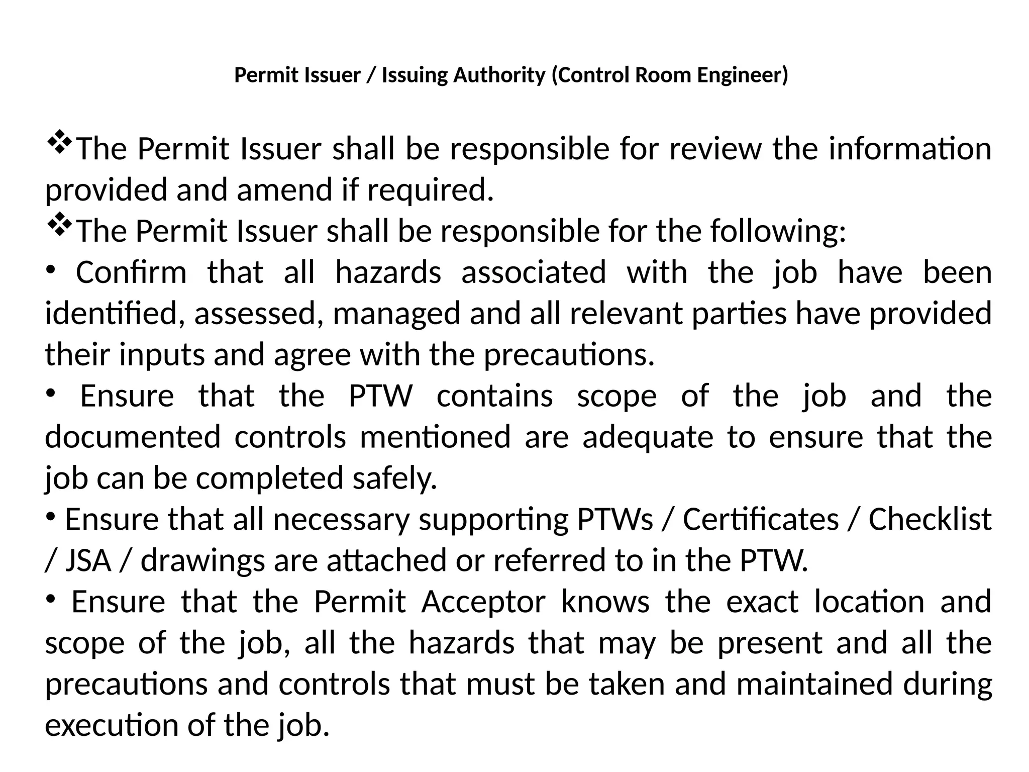 Maintenance - Work Permit Procedures, Self Permit, Permit on Phone ...