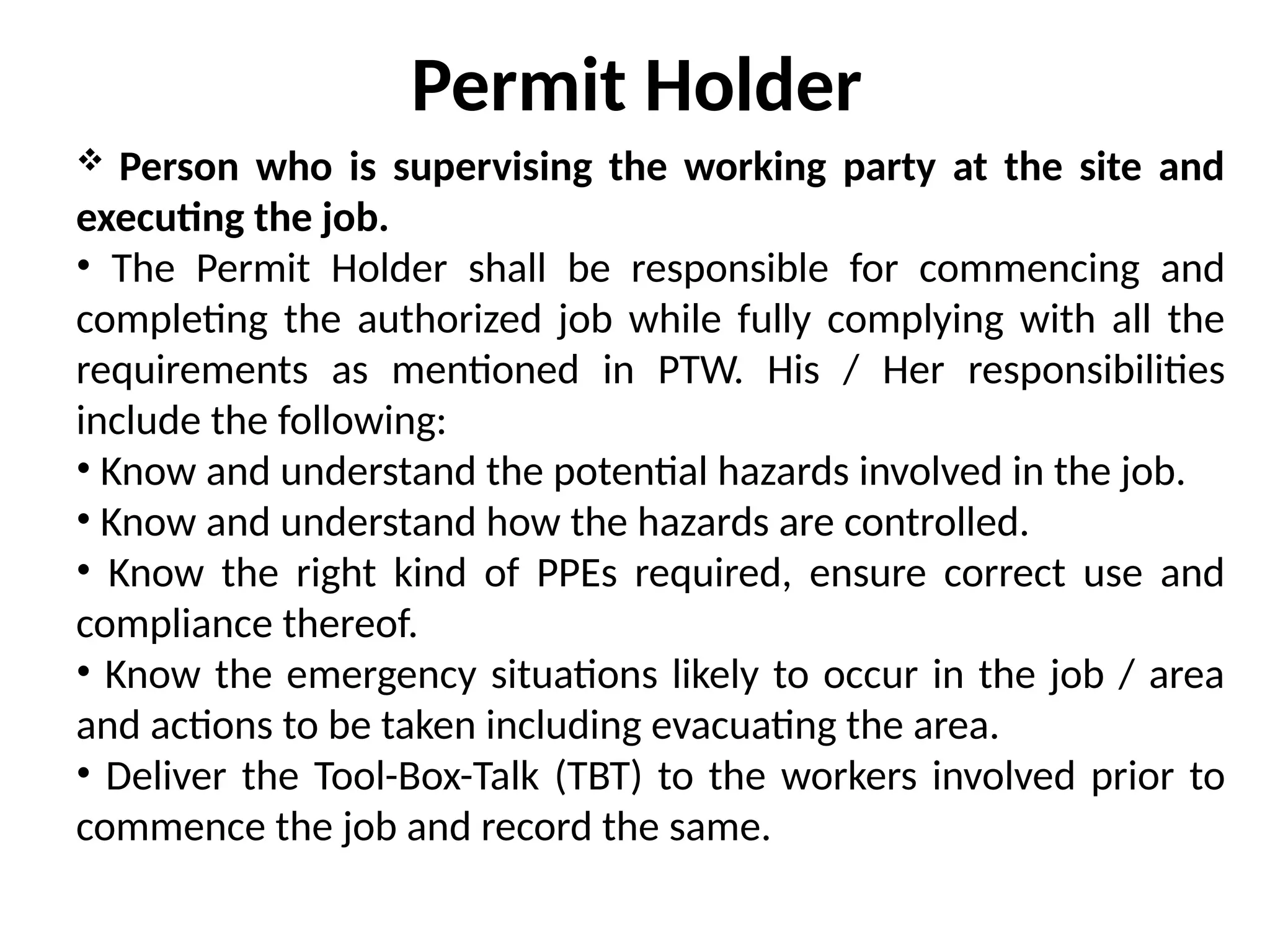 Maintenance - Work Permit Procedures, Self Permit, Permit on Phone ...