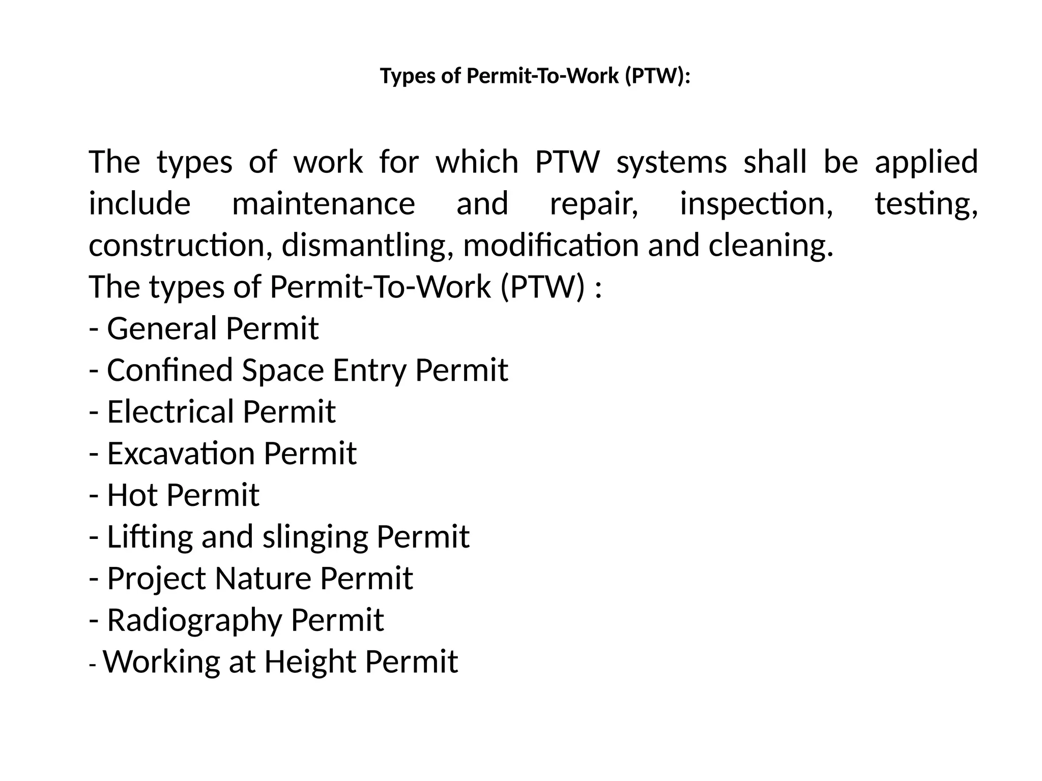 Maintenance - Work Permit Procedures, Self Permit, Permit on Phone ...
