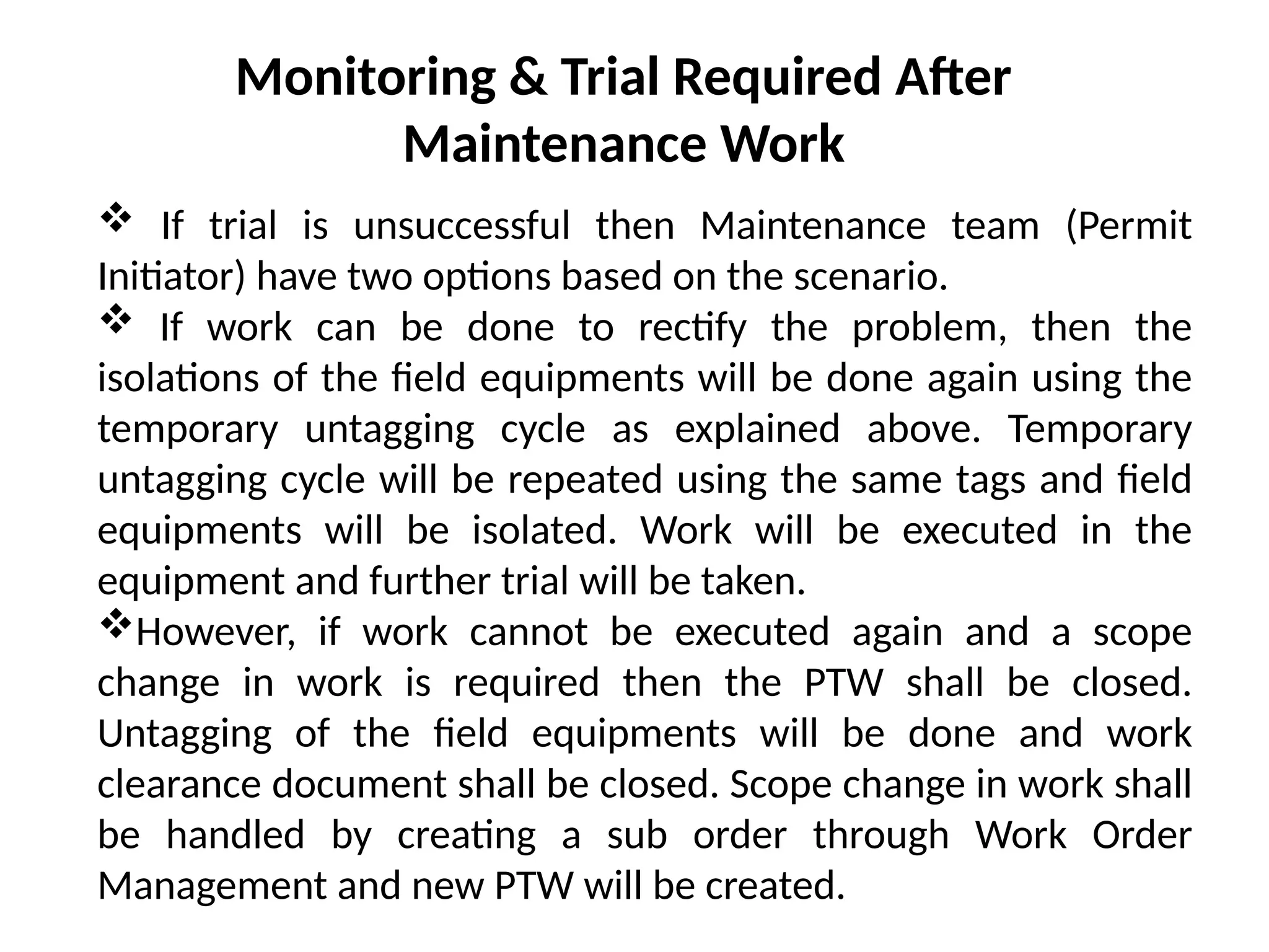 Maintenance - Work Permit Procedures, Self Permit, Permit on Phone ...