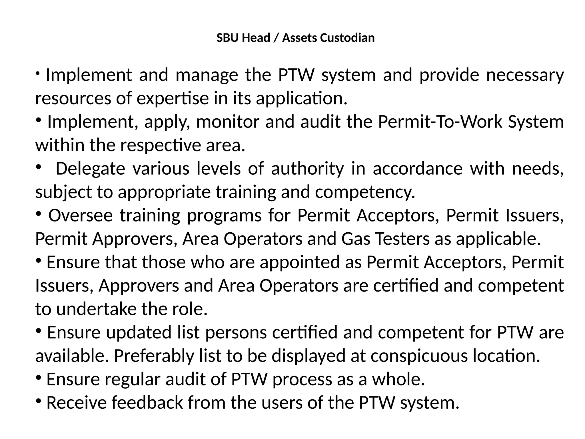 Maintenance - Work Permit Procedures, Self Permit, Permit on Phone ...