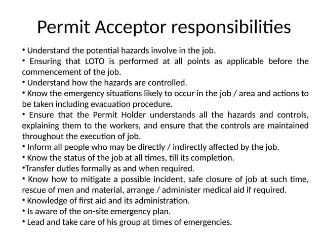 Maintenance - Work Permit Procedures, Self Permit, Permit on Phone ...