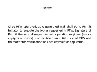 Maintenance - Work Permit Procedures, Self Permit, Permit on Phone ...