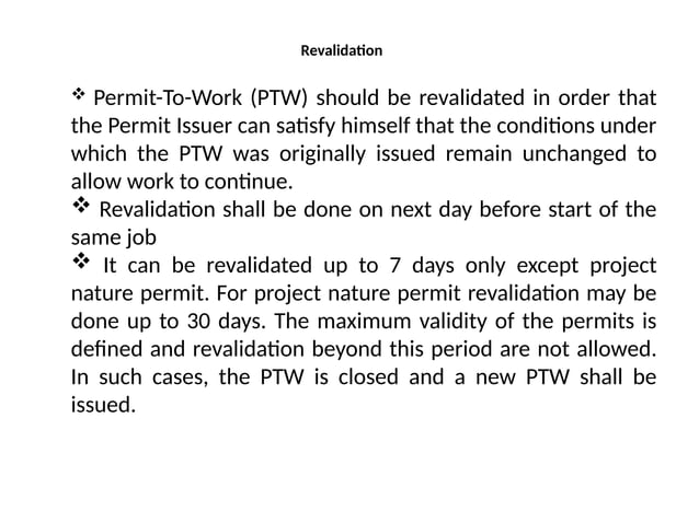 Maintenance - Work Permit Procedures, Self Permit, Permit on Phone , Line Earthing for safety.pptx