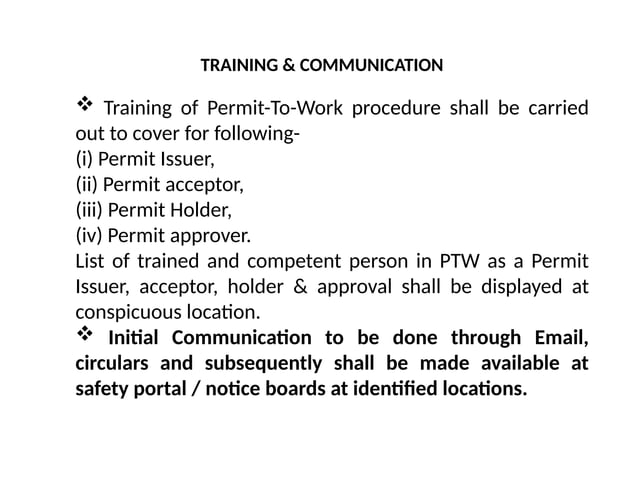 Maintenance - Work Permit Procedures, Self Permit, Permit on Phone ...