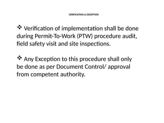 Maintenance - Work Permit Procedures, Self Permit, Permit on Phone ...