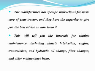 Maintenance and repairs of tractor | PPTX
