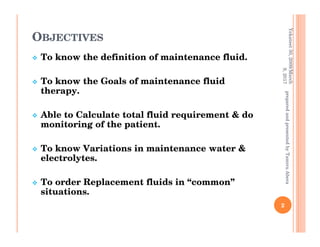 Maintenance and replacement fliud therapy | PDF