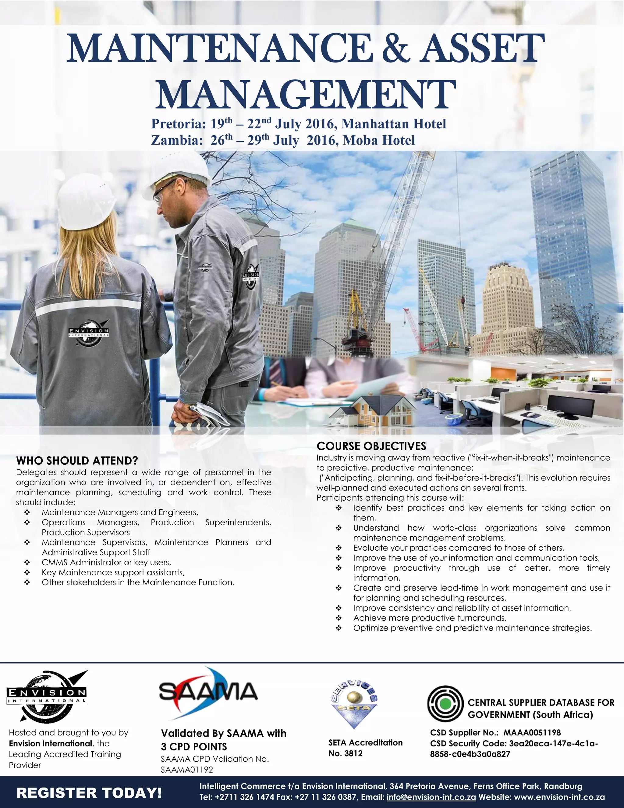 Maintenance & asset management.2016 | Management Consulting Industry ...