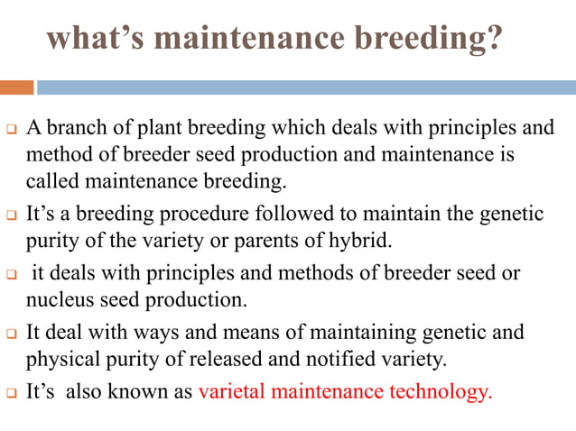 Maintenance breeding | PPTX