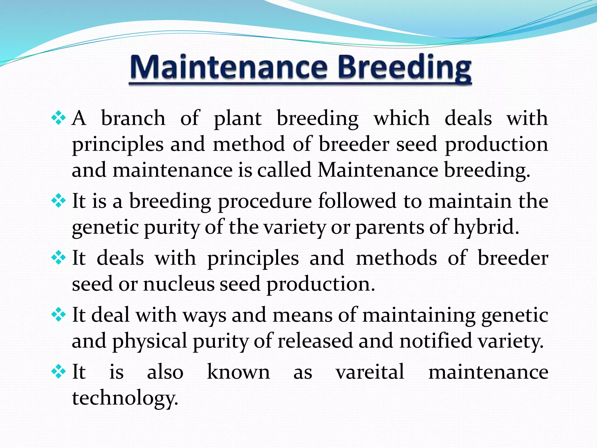 Maintenance breeding | PPTX