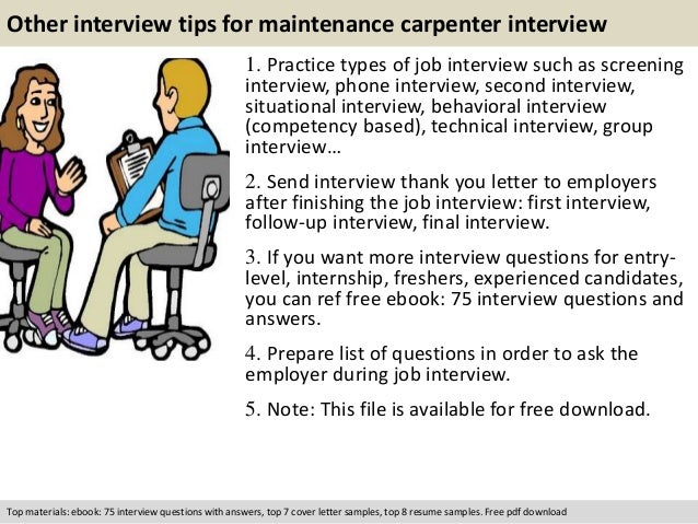 Maintenance carpenter interview questions
