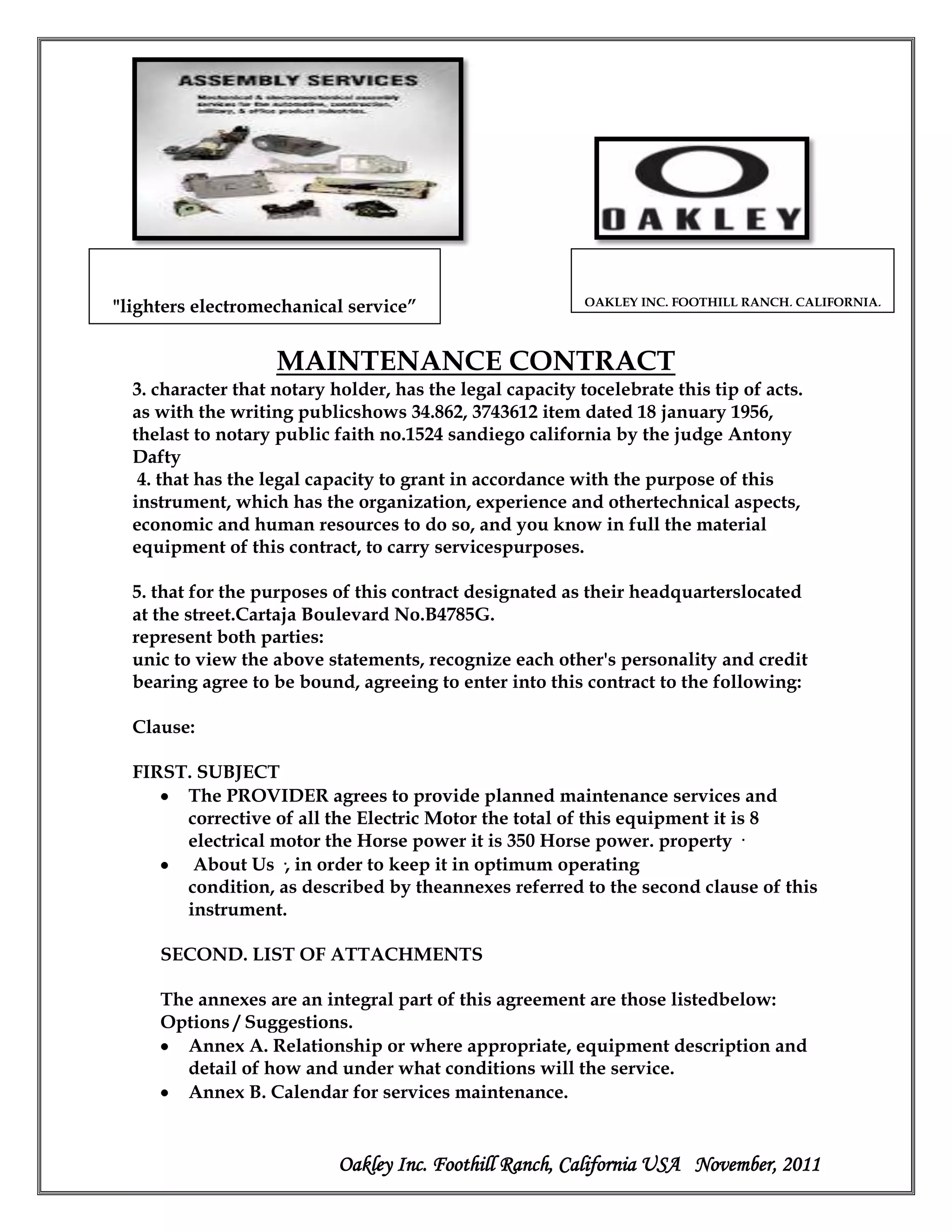 Maintenance contract | DOCX