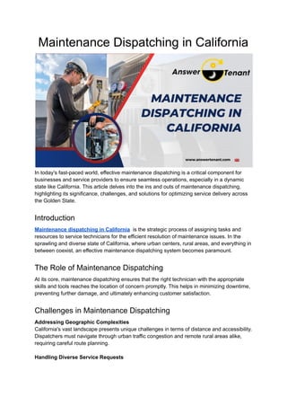 Maintenance Dispatching In California.pdf