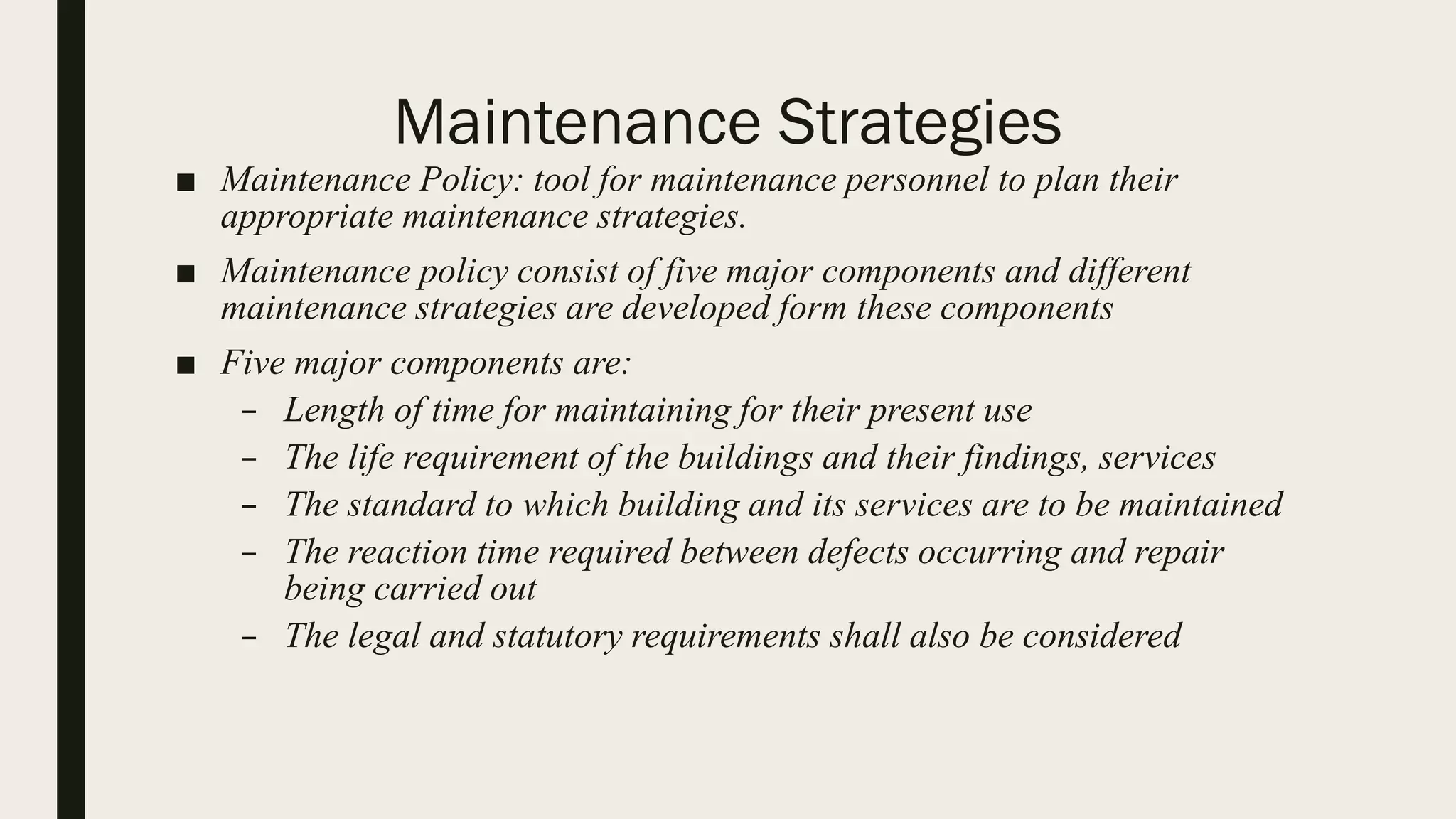 Maintenance Strategy, Types of Maintenance | PDF