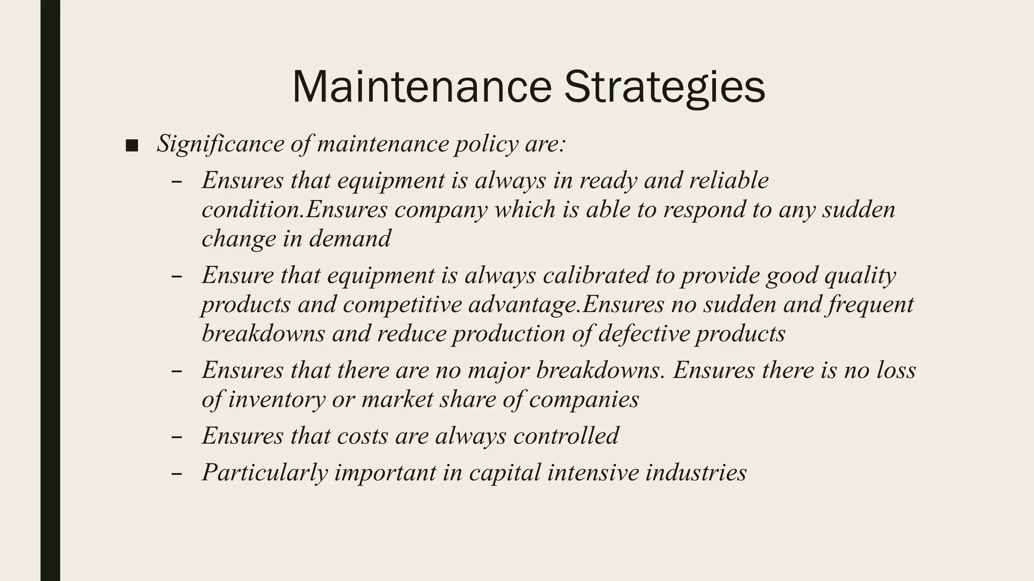 Maintenance Strategy, Types of Maintenance | PDF