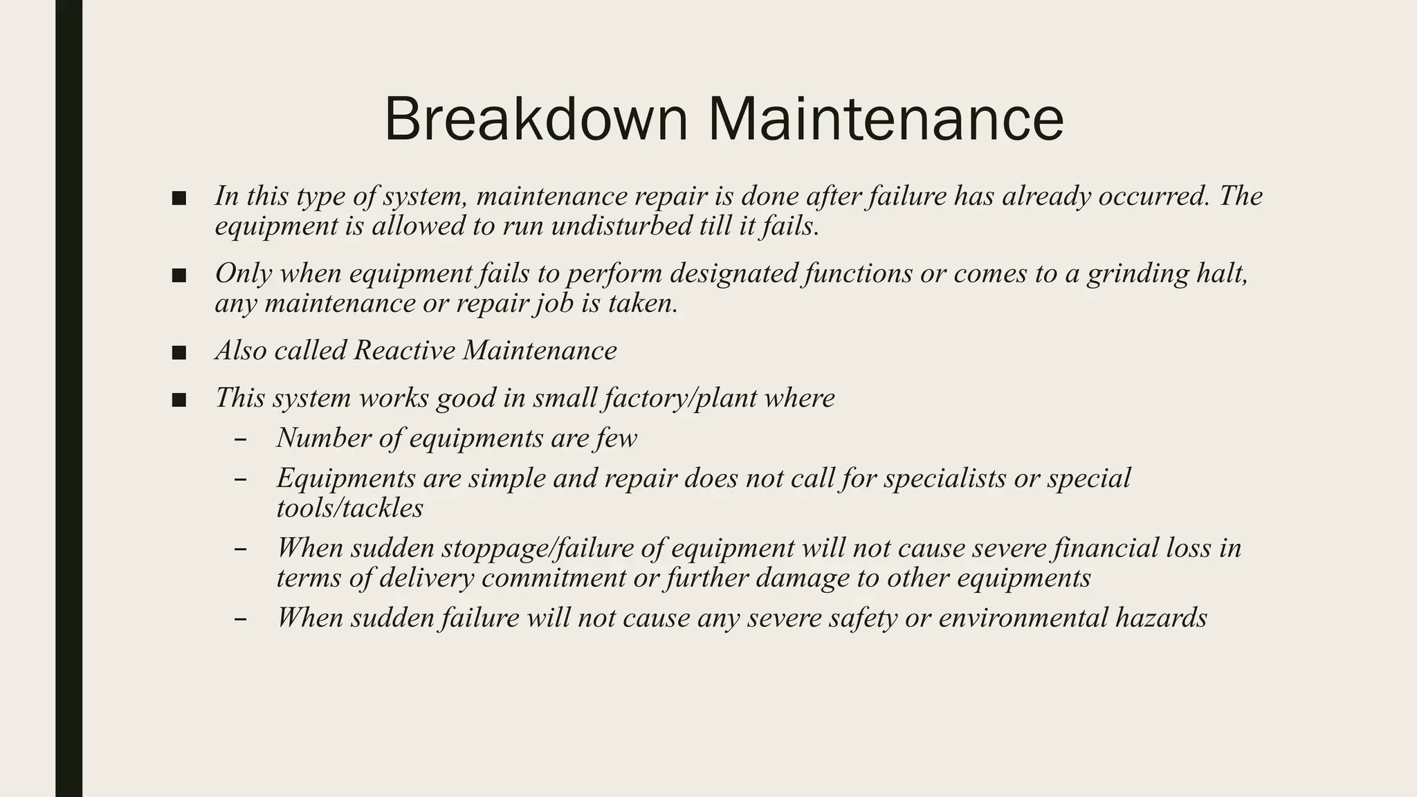 Maintenance Strategy, Types of Maintenance | PDF