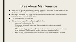 Maintenance Strategy, Types of Maintenance | PDF