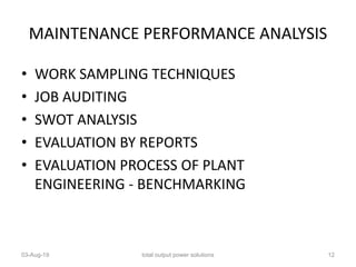 Maintenance evaluation ....... Strategy, Aspects | PDF