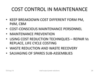 Maintenance evaluation ....... Strategy, Aspects | PDF