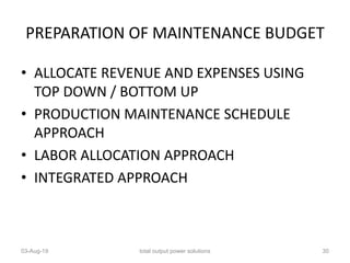 Maintenance evaluation ....... Strategy, Aspects | PDF