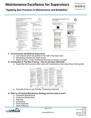 Maintenance Excellence For Maint Supervisor(3) | PDF