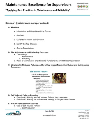 Maintenance Excellence For Maint Supervisor Web | PDF