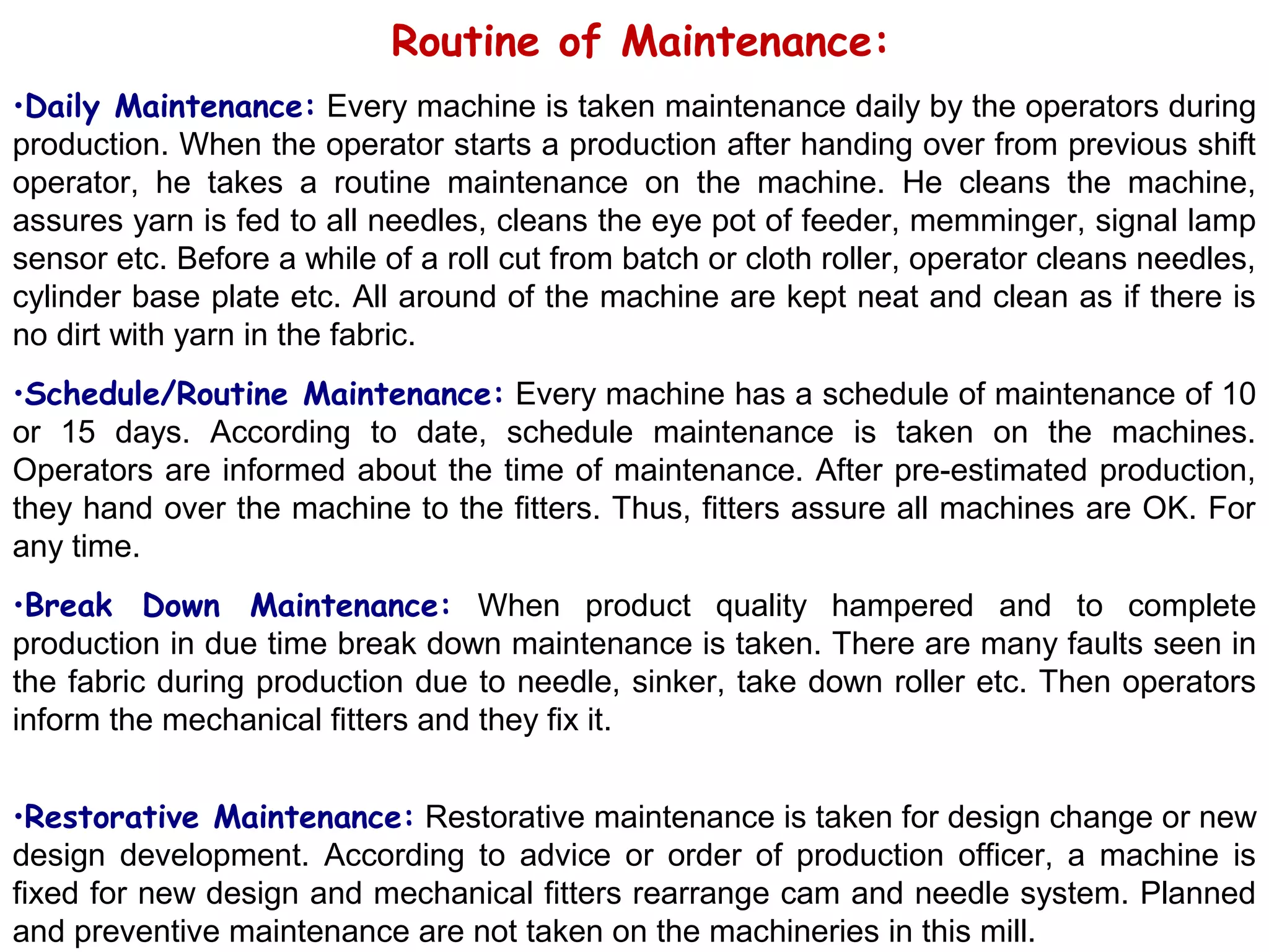 Maintenance in wet processing Machine | PPT