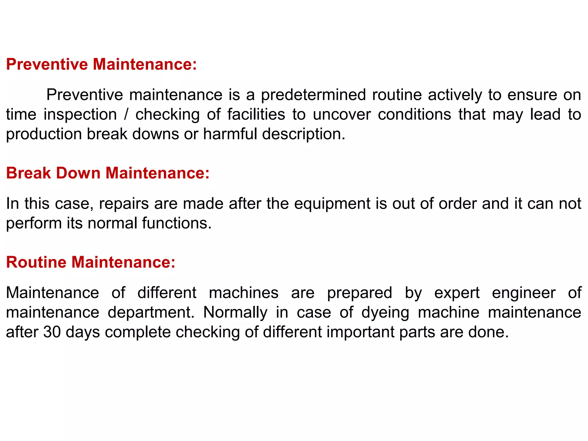 Maintenance in wet processing Machine | PPT