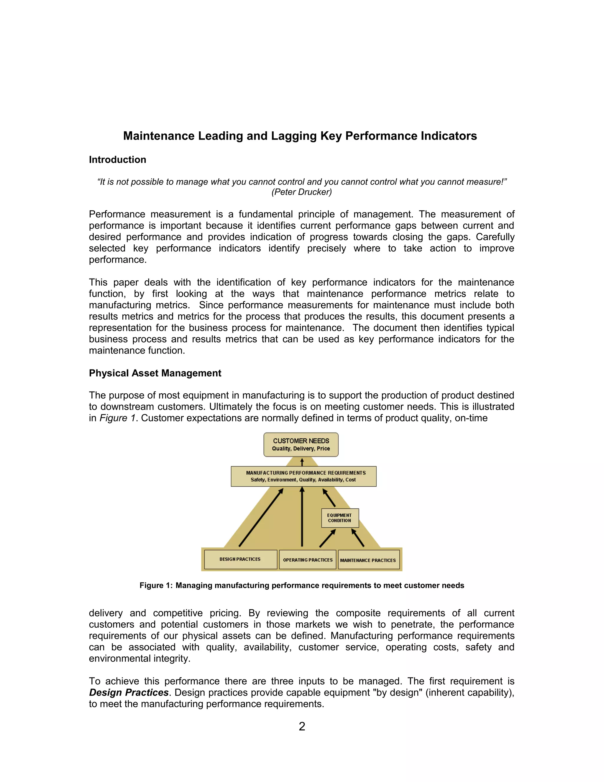 Maintenance Leading and Lagging Key Performance Indicators (KPIs) | DOC