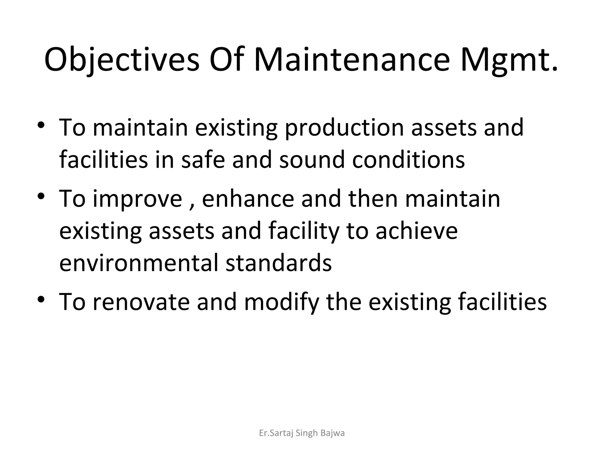 Maintenance management | PPT | Business | Business and Finance