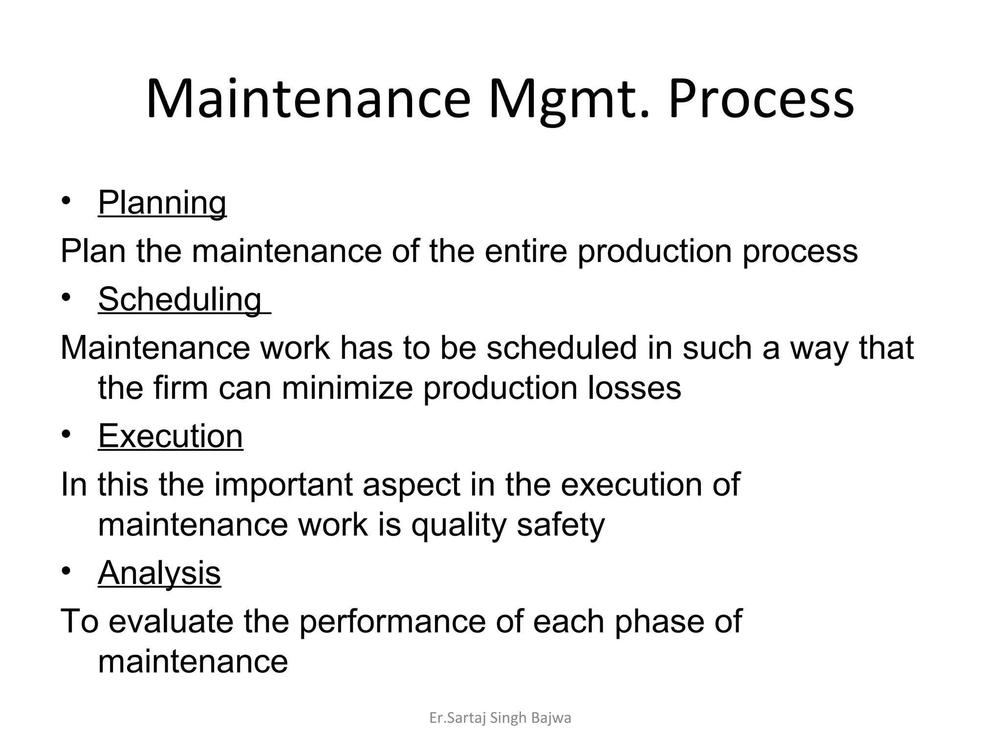 Maintenance management | PPT | Business | Business and Finance