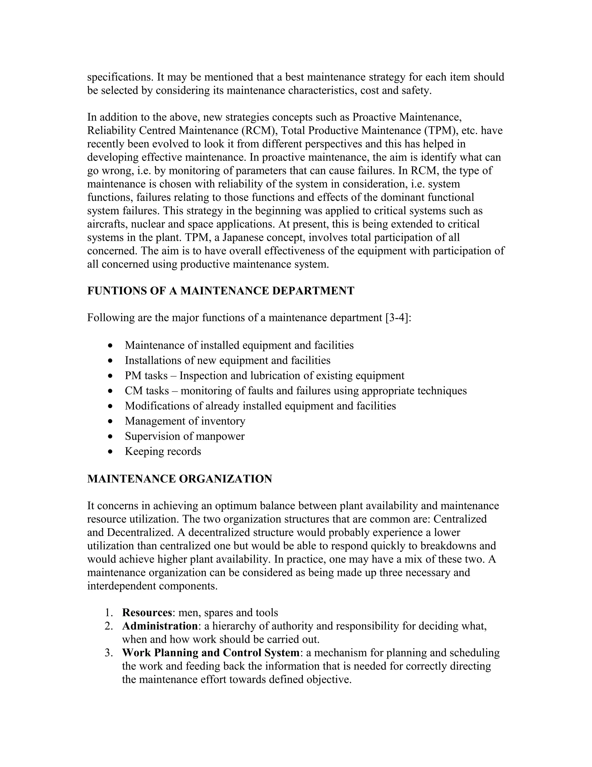 Maintenance management | DOC