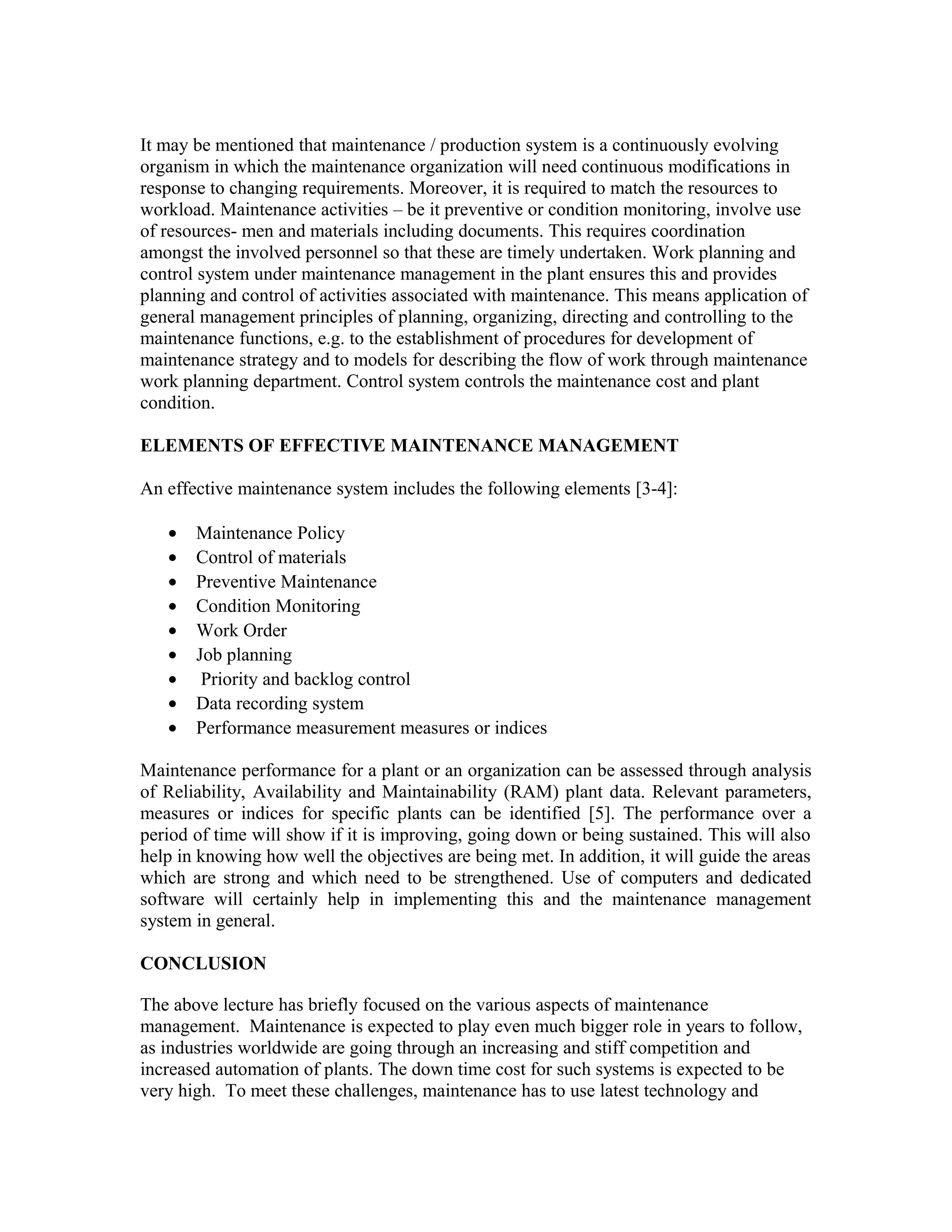 Maintenance management | DOC