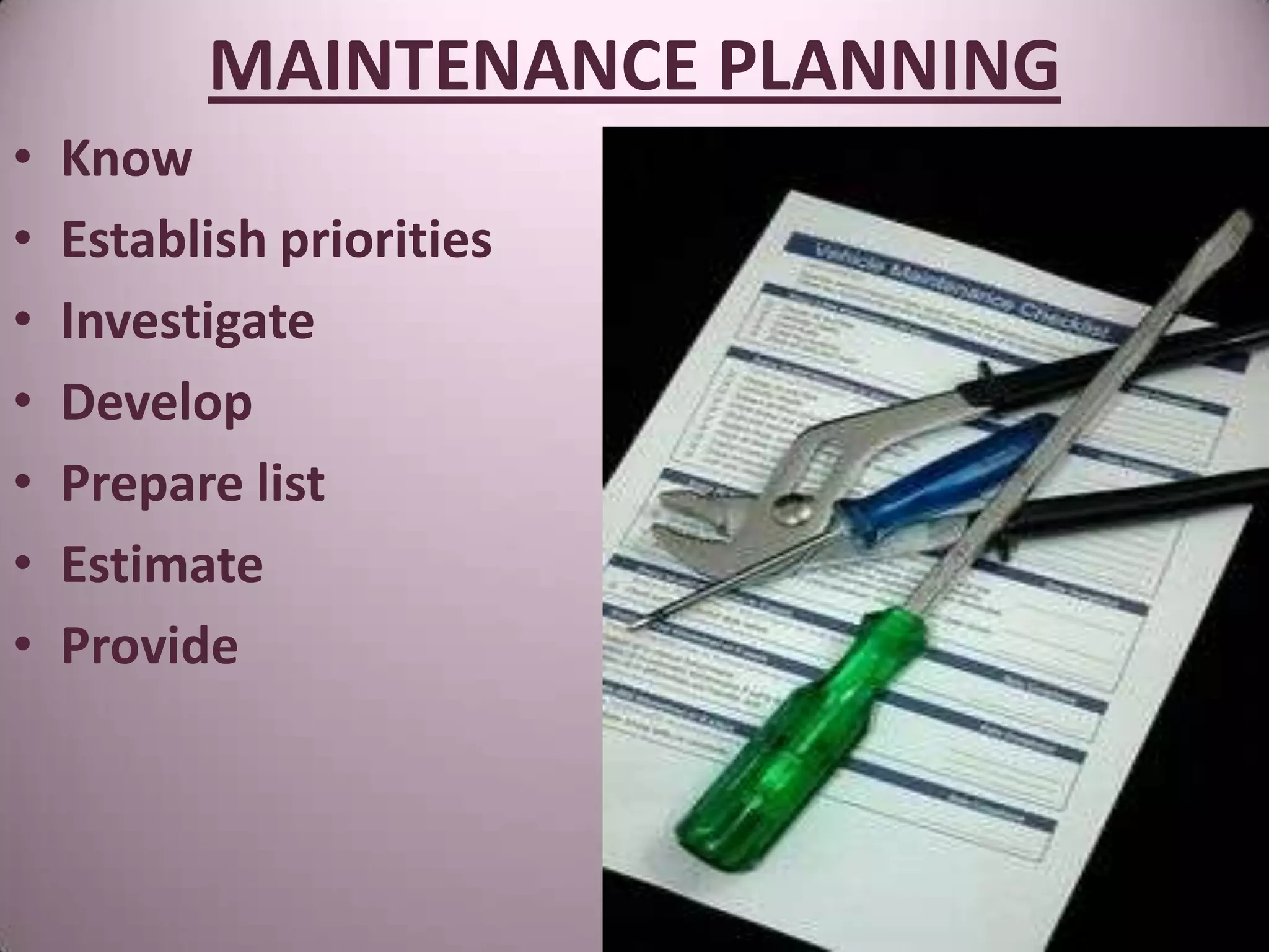 Maintenance management | PPTX