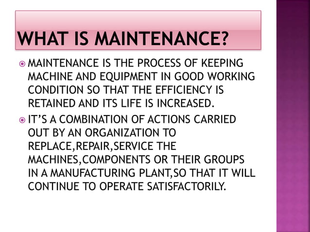 Maintenance management in operations management | PPTX | Home ...