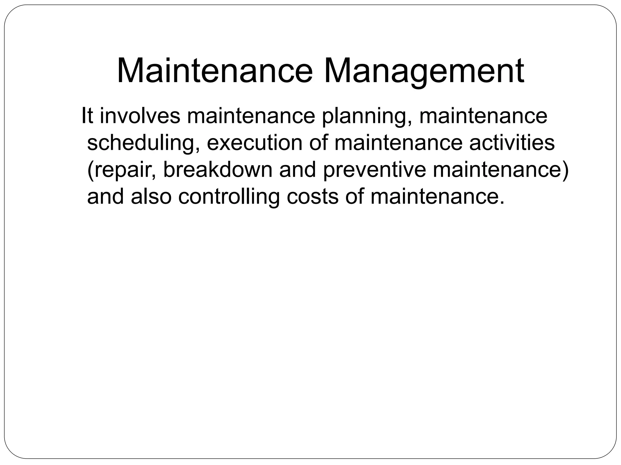 Maintenance management | PPTX