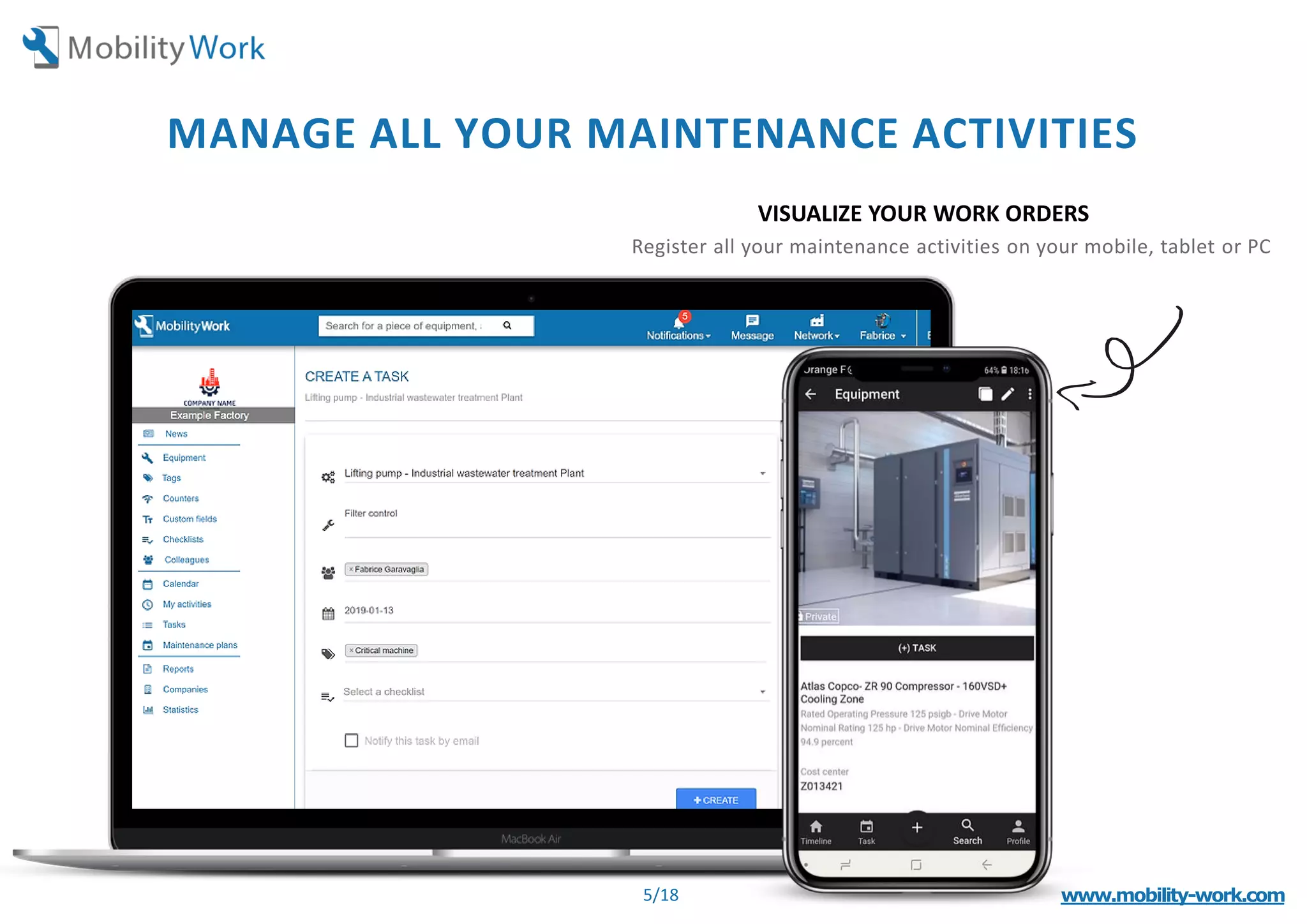 Maintenance management and cmms software mobility work | PPT