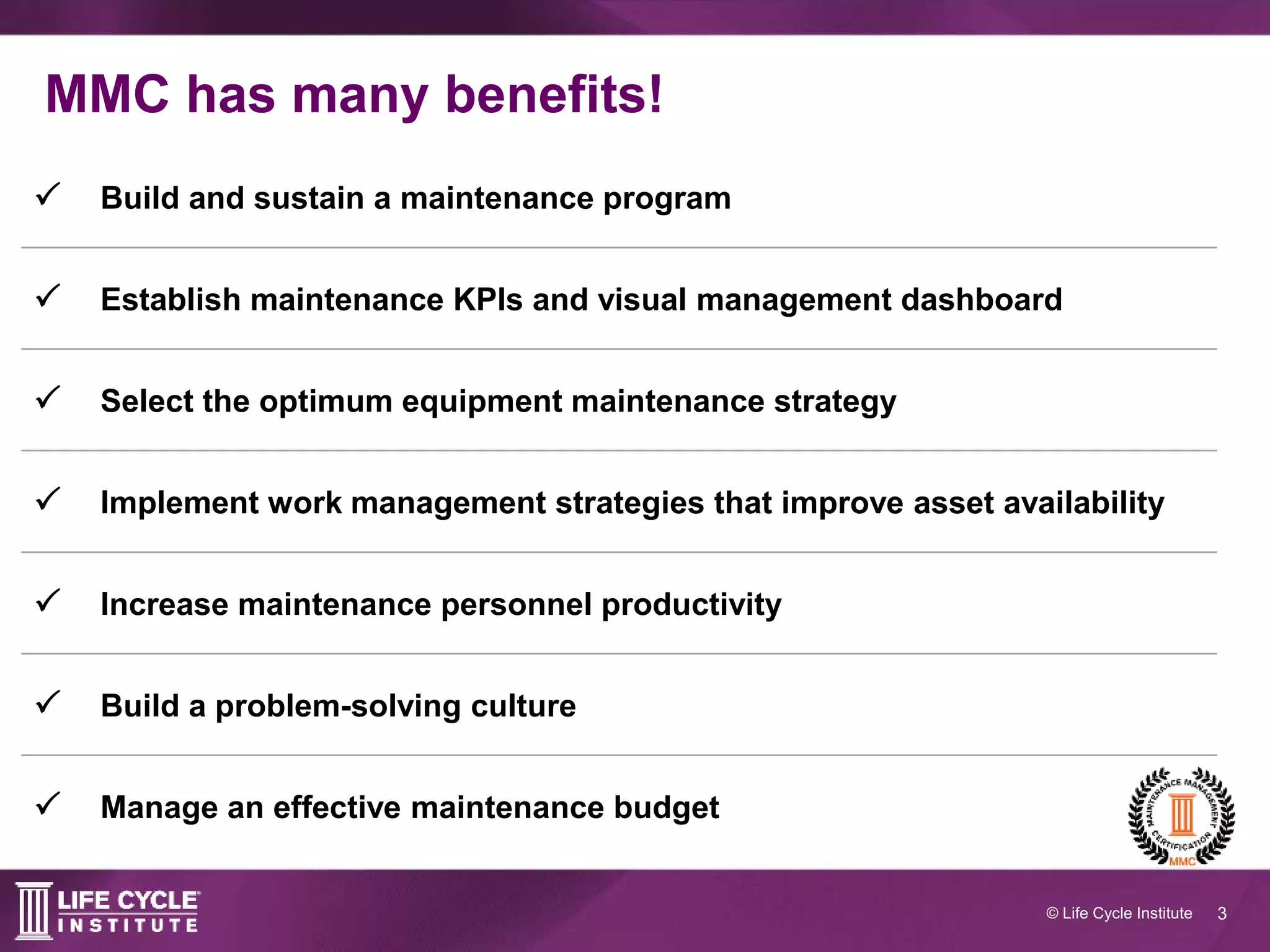 Maintenance Management Certification | PPTX