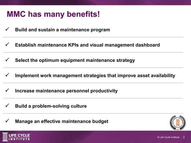 Maintenance Management Certification | PPTX