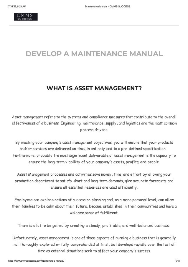 Maintenance Manual - CMMS SUCCESS.pdf