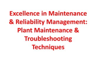 MAINTENANCE , advanced management | PPTX