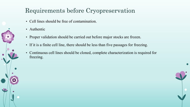 Maintenance of cell lines | PPTX | Biological Sciences | Science