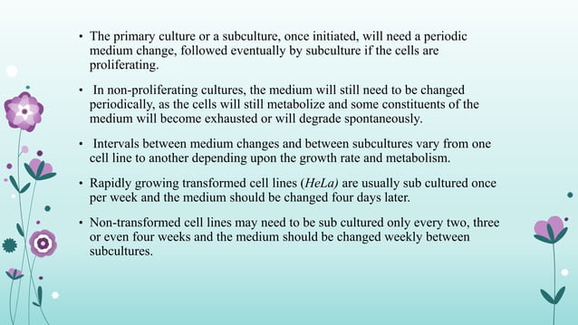 Maintenance of cell lines | PPTX | Biological Sciences | Science