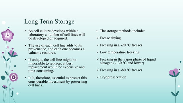 Maintenance of cell lines | PPTX | Biological Sciences | Science