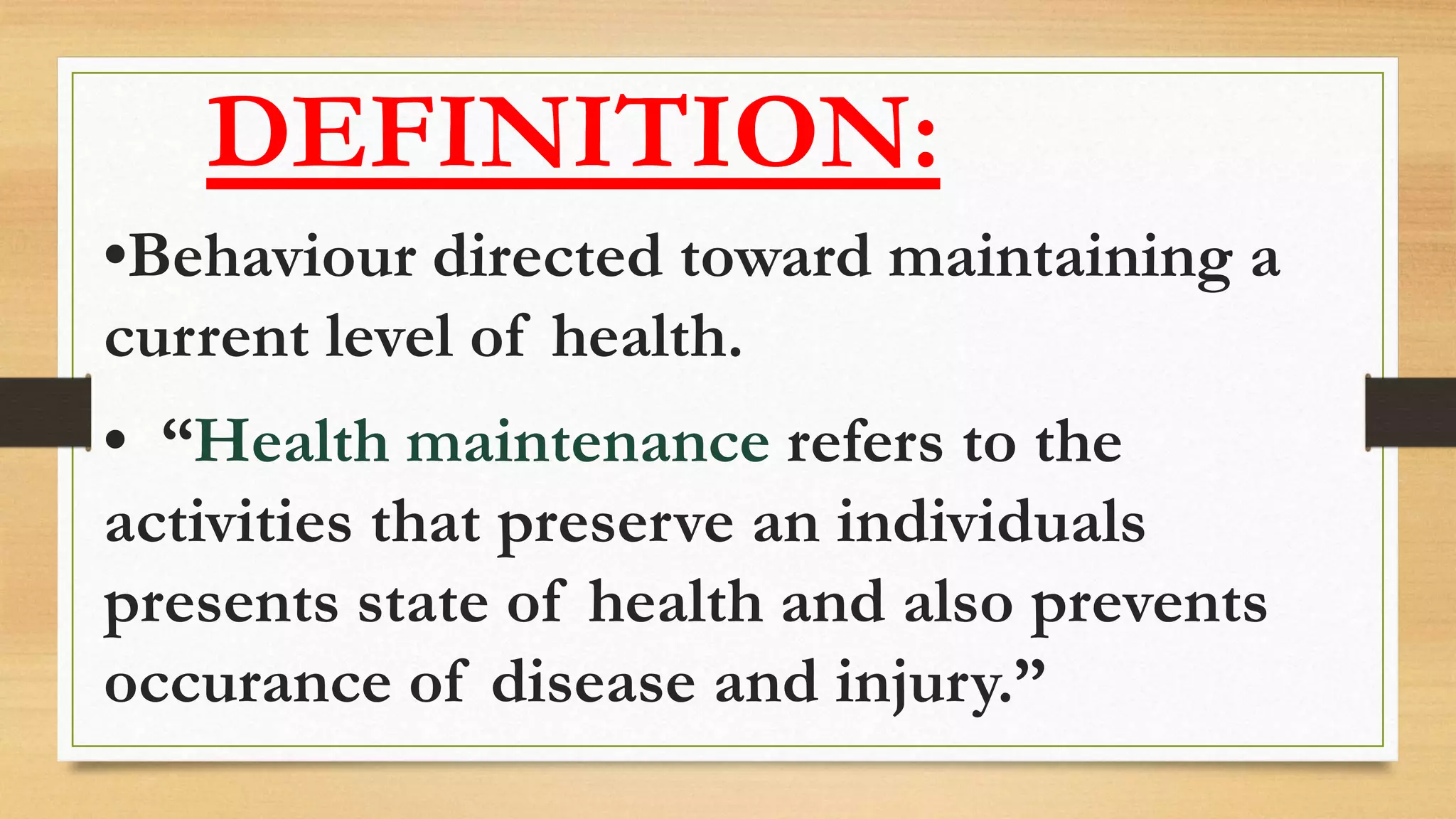 maintenance of health.pptx | Healthy Cooking and Eating | Food & Drink