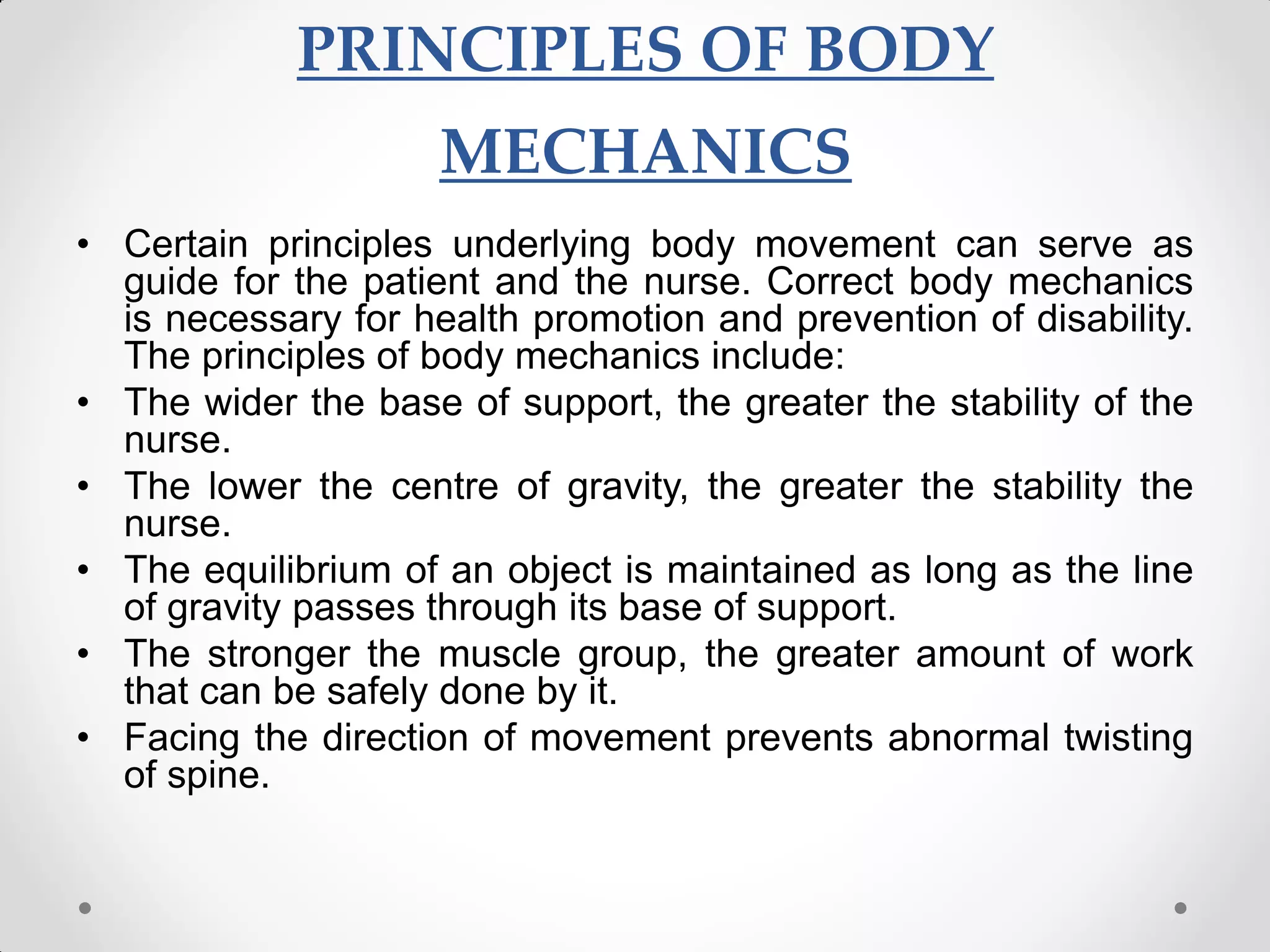 Maintenance of Proper Body Mechanics | PDF
